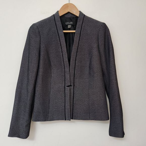 Evan Picone | Jackets & Coats | Black Label Womens Gray Herringbone ...